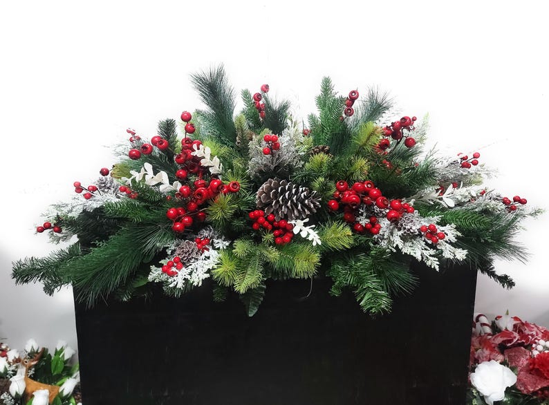 XL Christmas Cemetery Saddle, Winter Grave Decoration, Pinecones ...