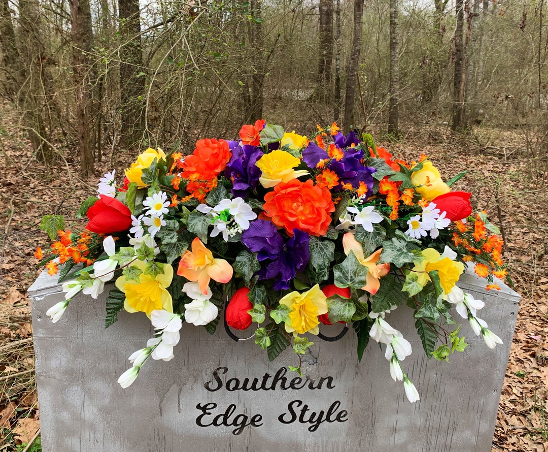 Spring Saddle , Wildflower Saddle , Extra Large 36 Length Cemetery ...