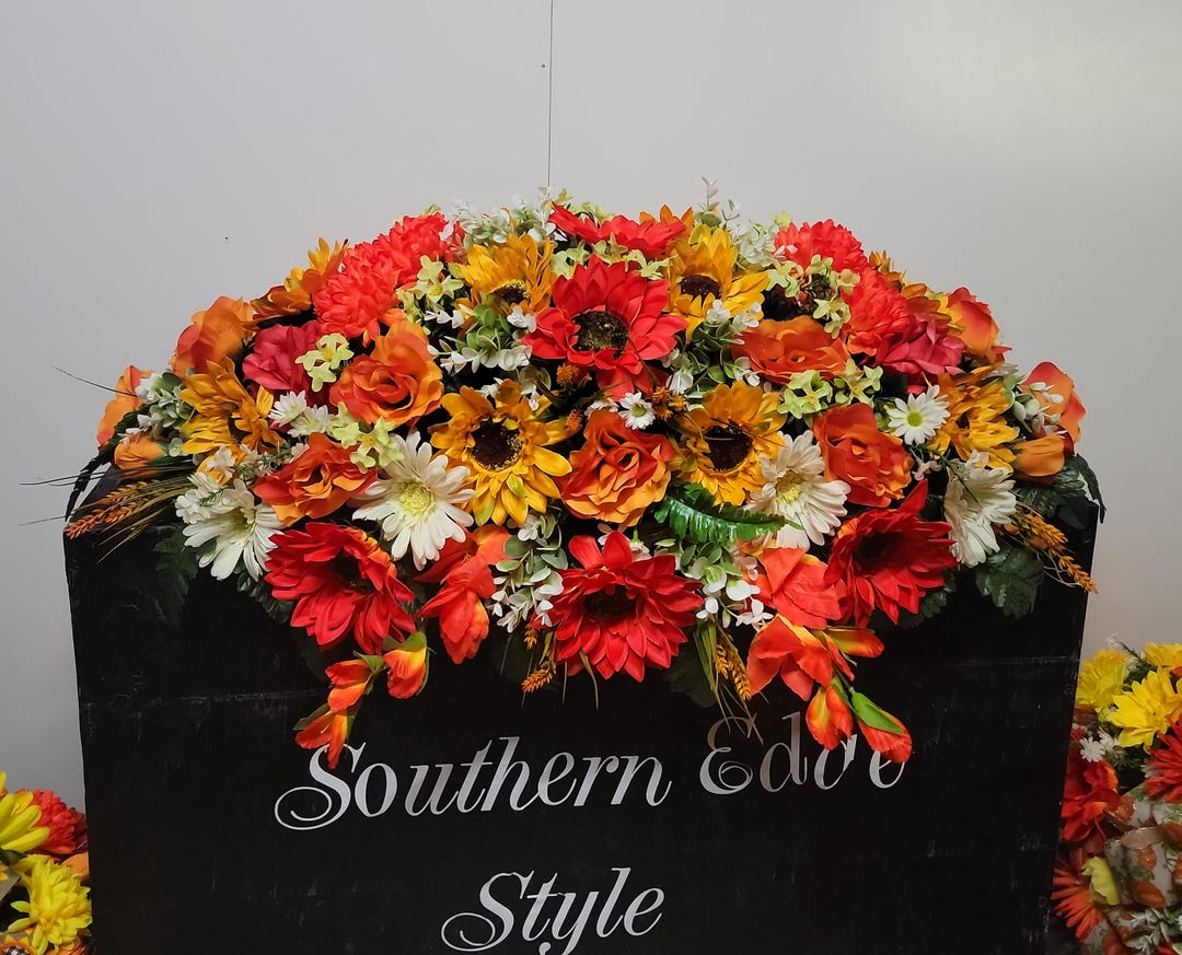 Autumn Headstone Saddle, 36 Inches Long, Large Bright Grave Saddle ...