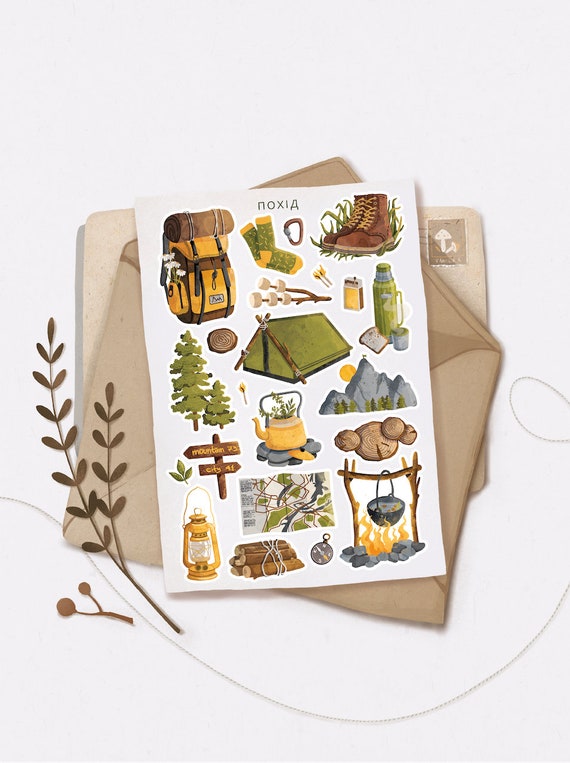 Sticker Sheet Camping Digital Download Minimalist Travel | Etsy