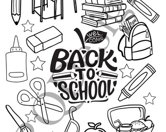 Back to School Coloring Sheet - Etsy