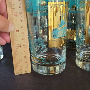 Libbey Turquoise and Gold Riverboat Highball Glasses - Etsy