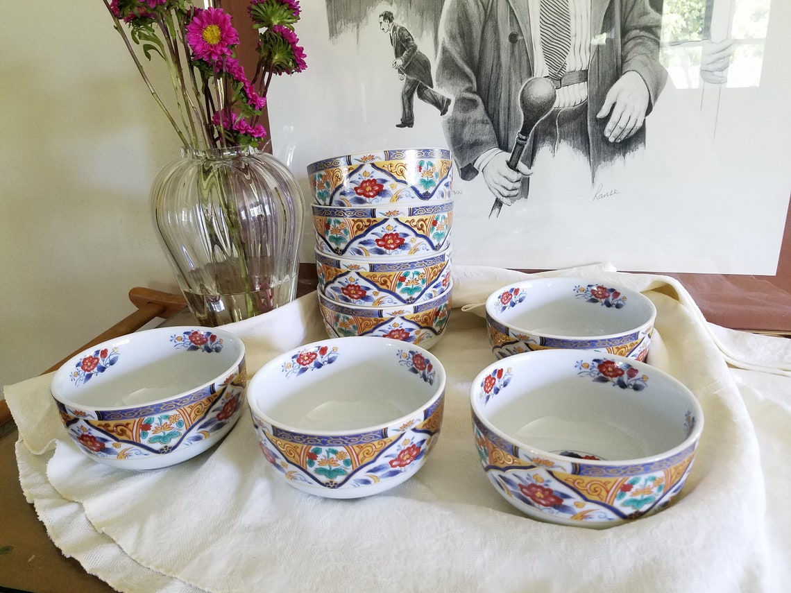 Imari Gohan Gold Trim Floral China Bowls Vintage Cereal Bowls | Etsy