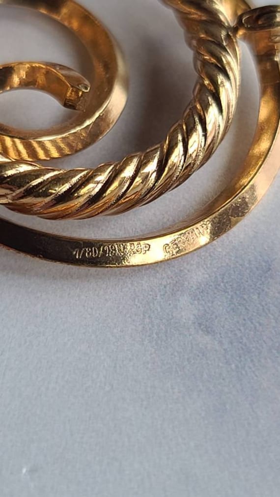 18K RGP Gold Swirl Brooch - Gem