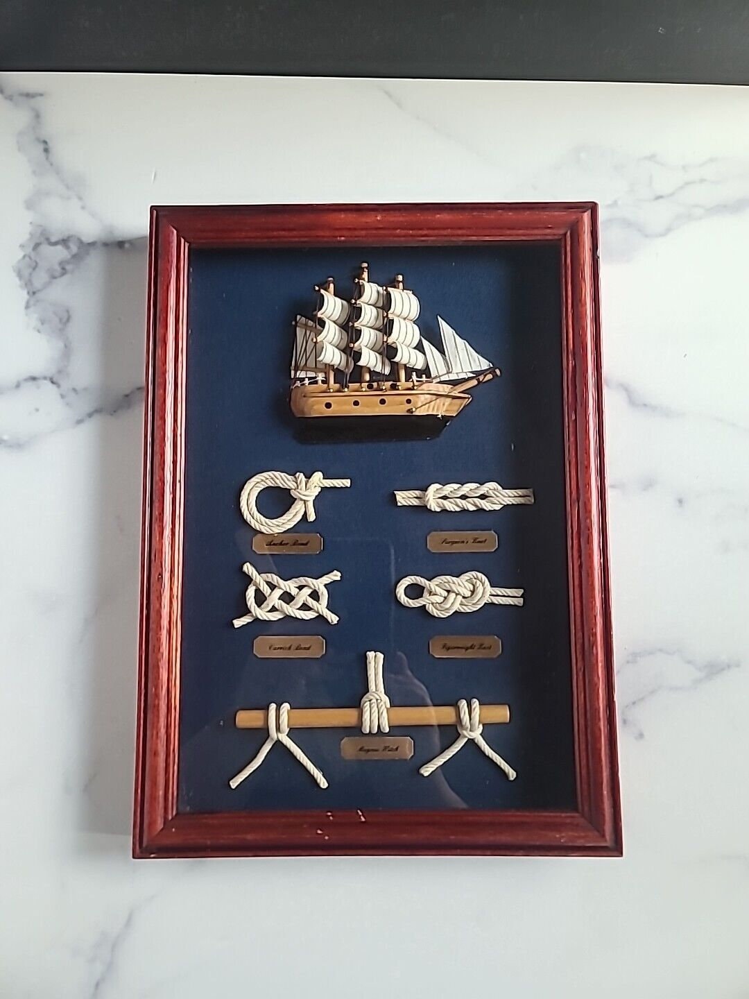 Nautical Shadow Box Tall Ship and 5 Sailor's Knots - Etsy