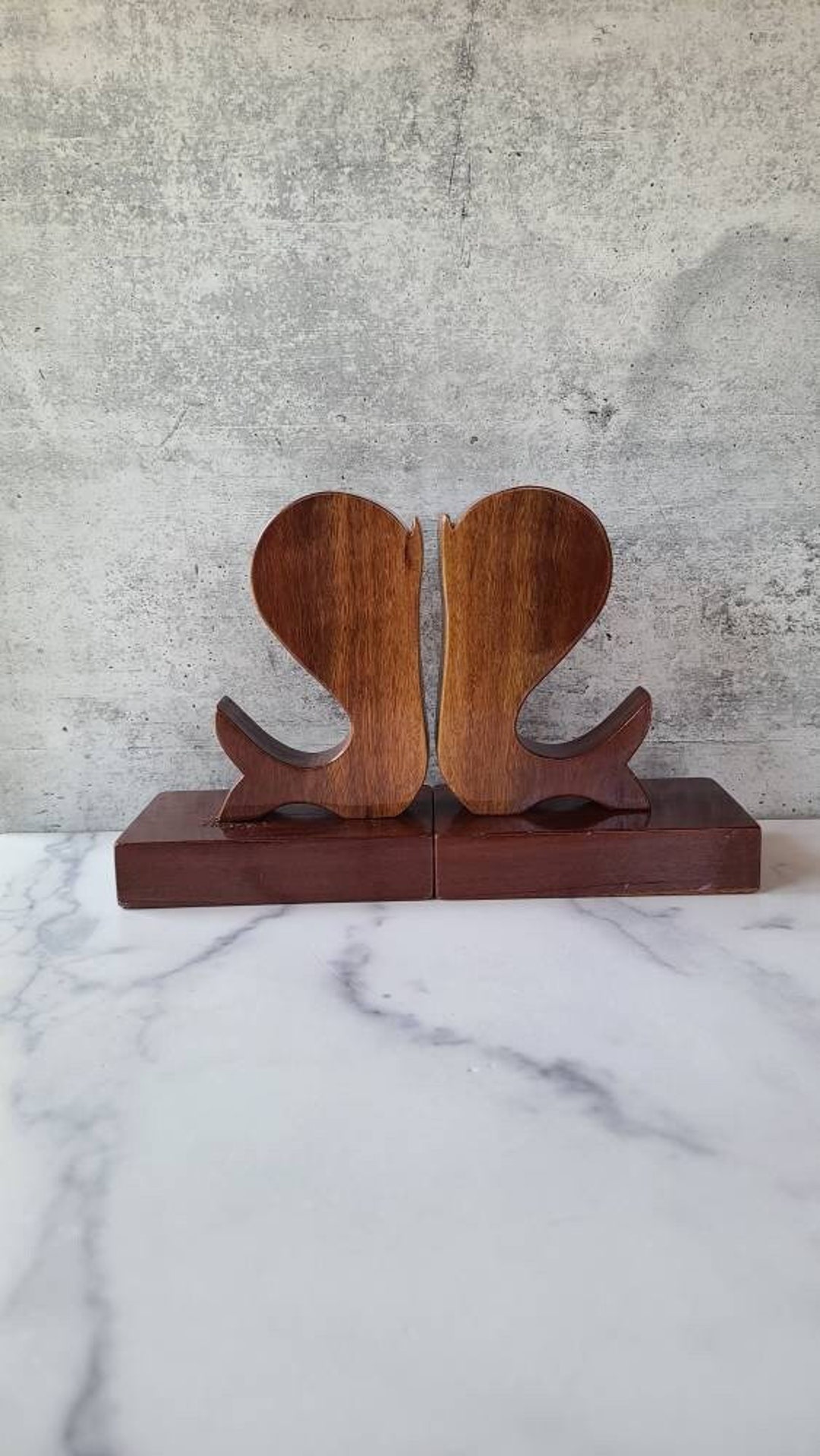 Vintage Wooden Whale Bookends - Etsy