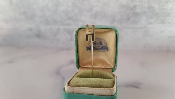 12K GF Letter "H" Stick Pin - Gem