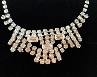 Rhinestone Necklace, Clear Rhinestone Necklace, Prom Necklace, Bridal ...