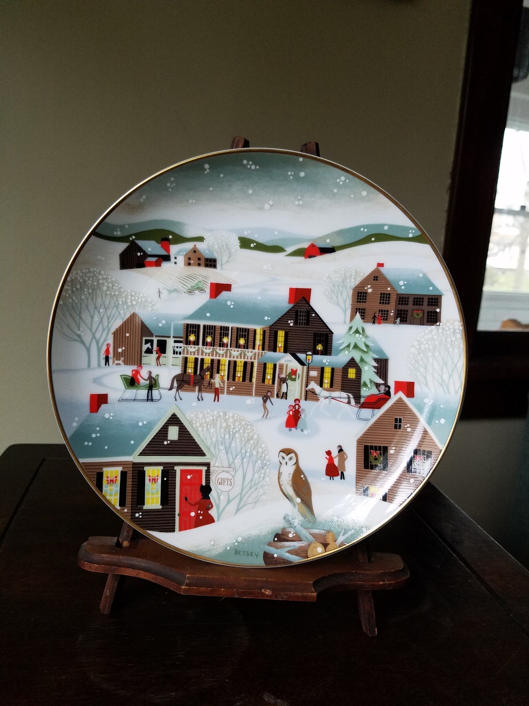 Plato navideño decorativo vintage Betsy Bates 1983 - Etsy España