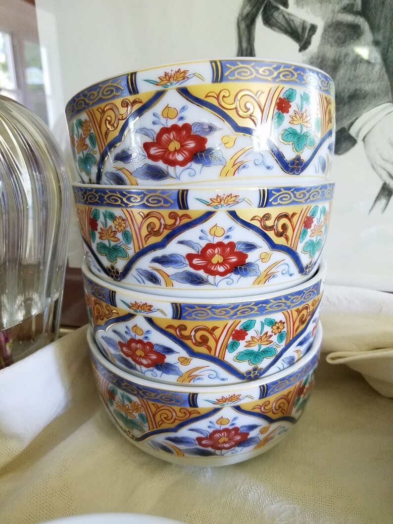 Imari Gohan Gold Trim Floral China Bowls Vintage Cereal Bowls | Etsy