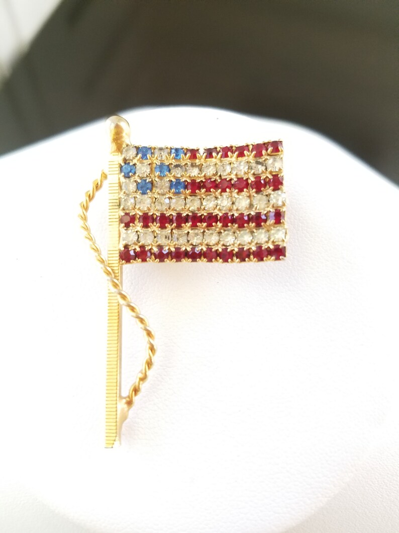 Vintage American Flag Pin American Flag Brooch Red White and | Etsy