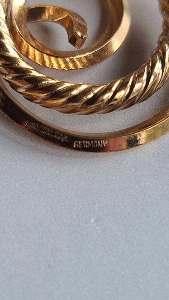 18K RGP Gold Swirl Brooch - Gem