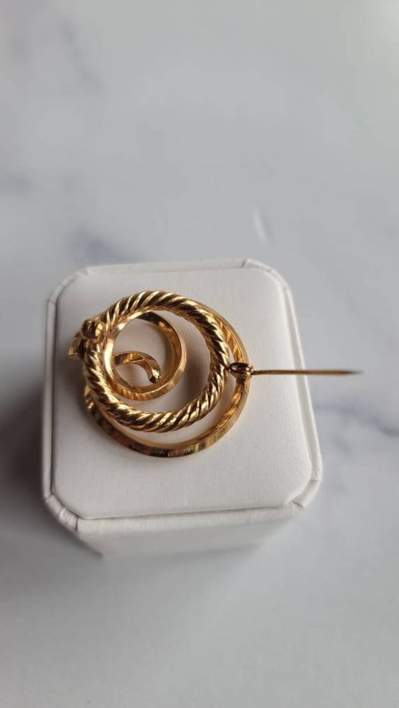 18K RGP Gold Swirl Brooch - Gem