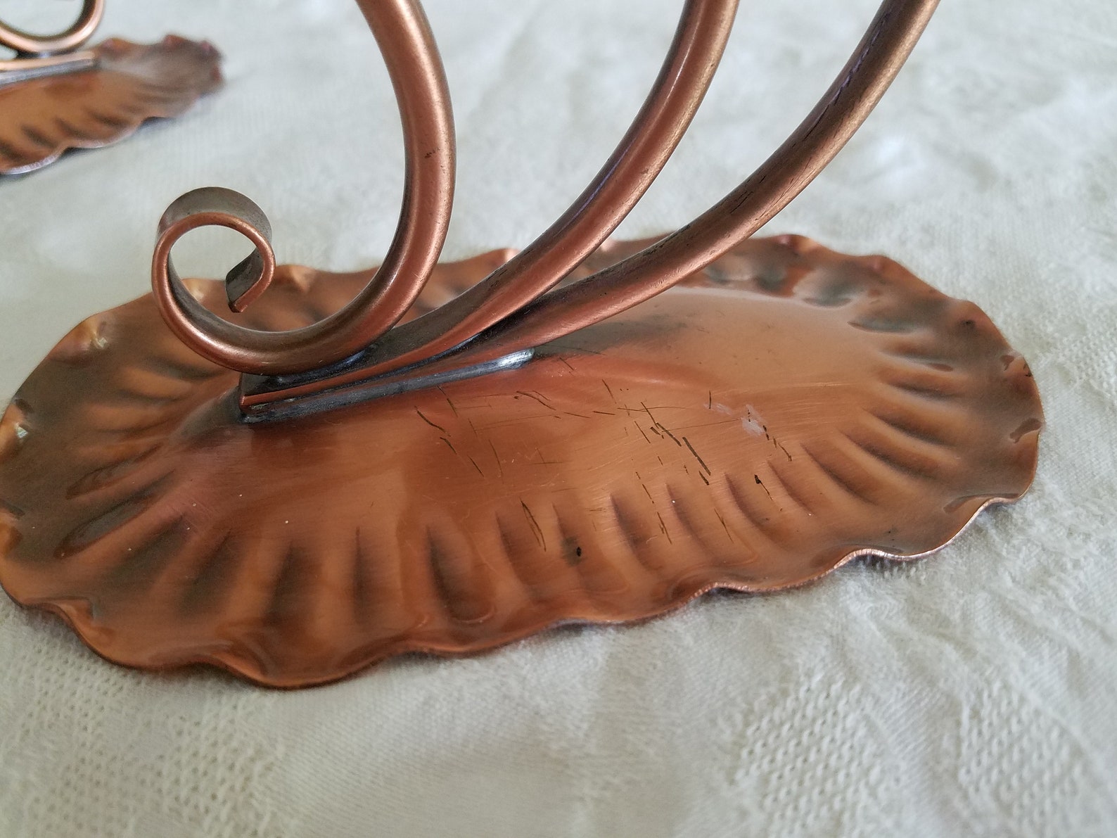 Gregorian Copper Hand Hammered Double Tapered Candlestick | Etsy