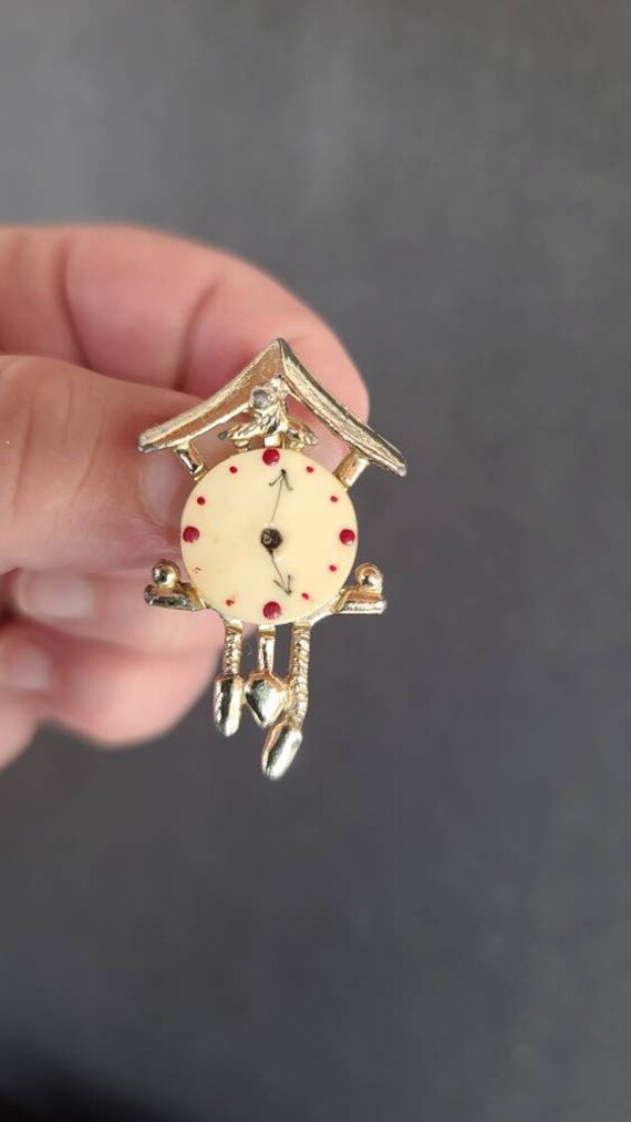 Vintage Cuckoo Clock Brooches - Gem