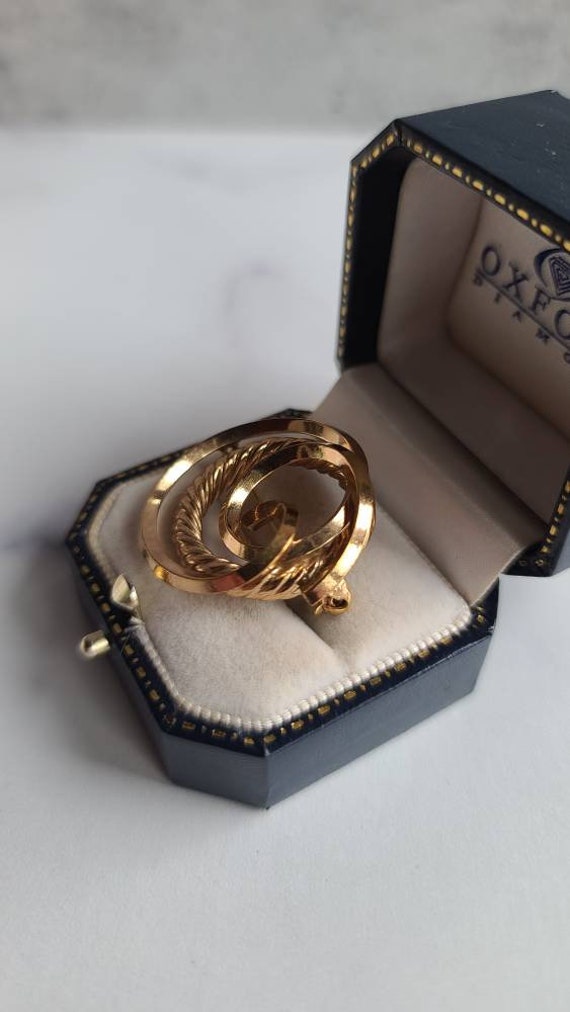 18K RGP Gold Swirl Brooch - Gem