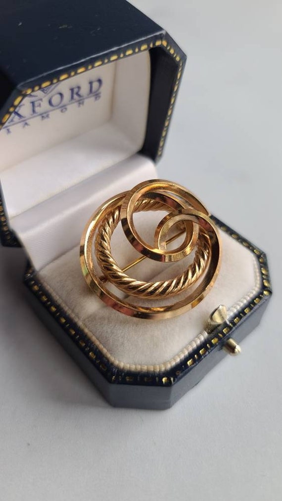 18K RGP Gold Swirl Brooch - Gem