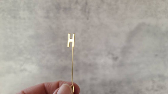 12K GF Letter "H" Stick Pin - Gem
