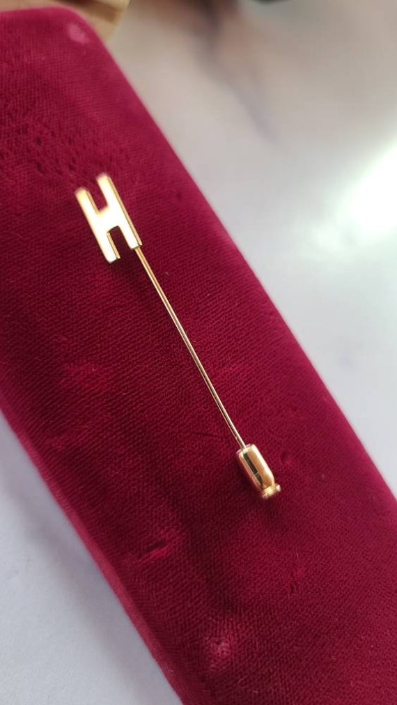 12K GF Letter "H" Stick Pin - Gem