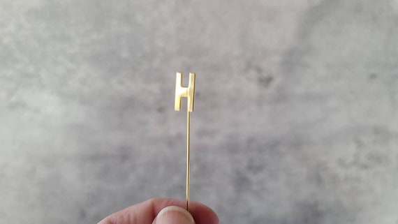 12K GF Letter "H" Stick Pin - Gem