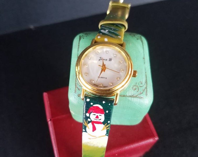 Snowman Christmas Leather Watch - Etsy