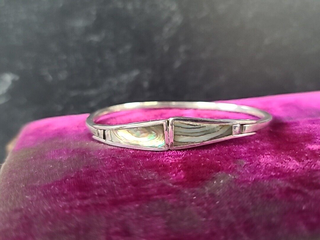 Alpaca Mexico Abalone Shell Hinged Bangle Bracelet Vintage - Etsy