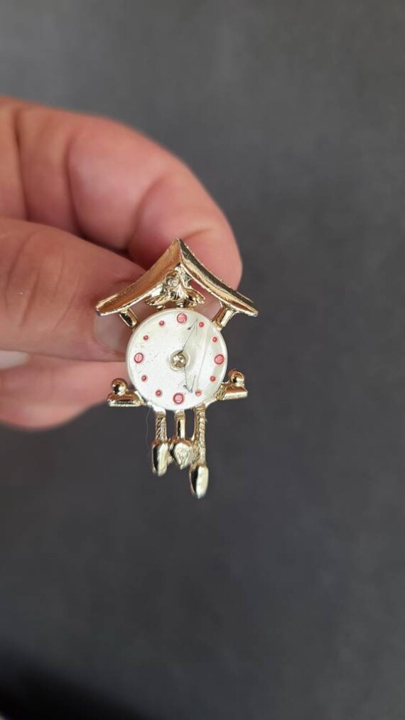 Vintage Cuckoo Clock Brooches - Gem