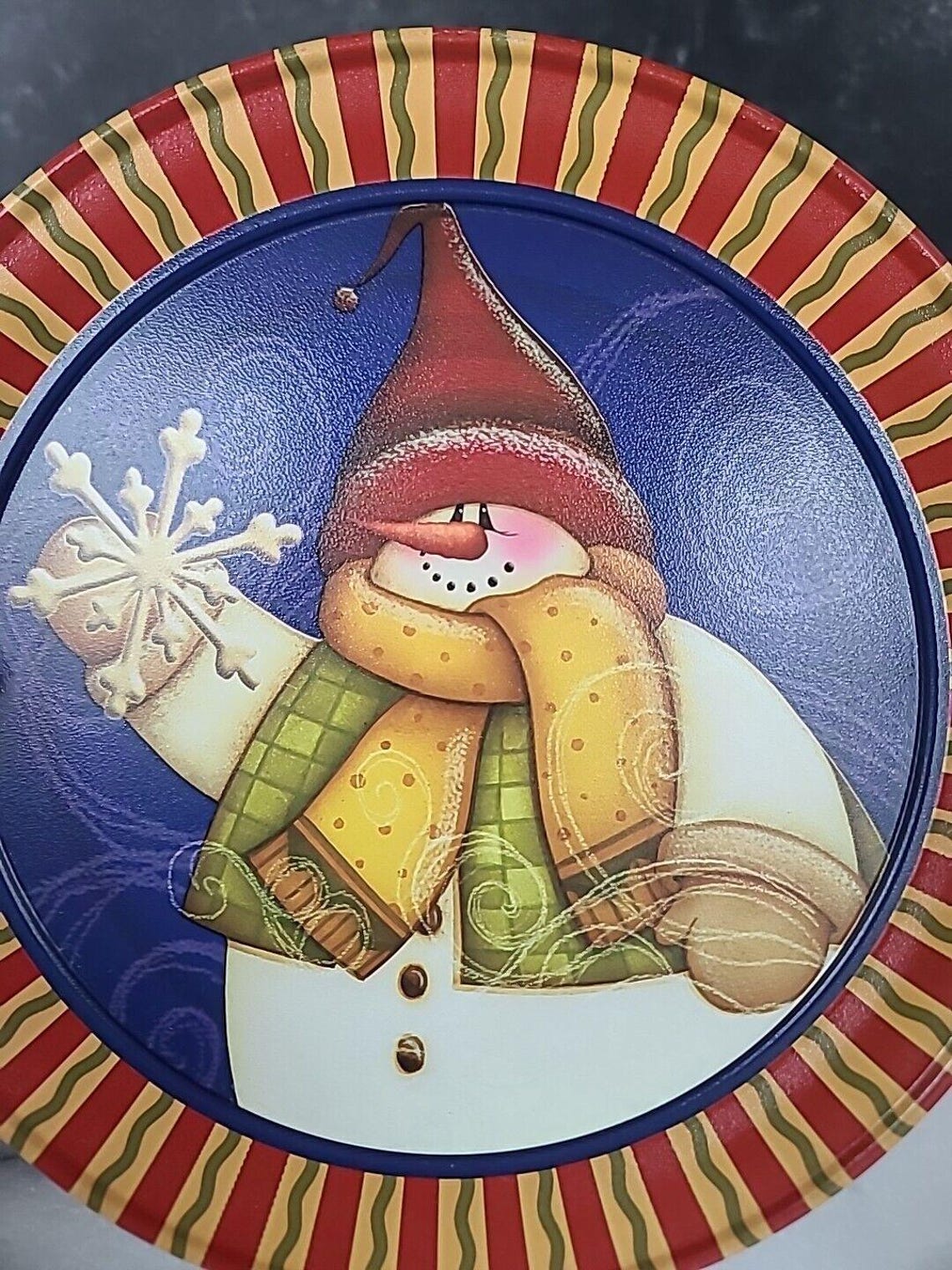 Vintage Snowman Lidded Tin, EMPTY - Etsy