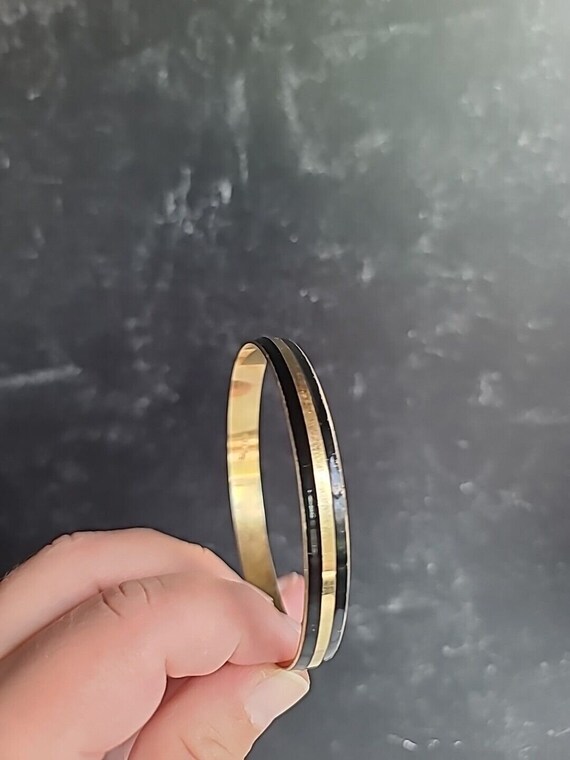 Crown Trifari Gold And Black Bangle Bracelet, READ - Gem