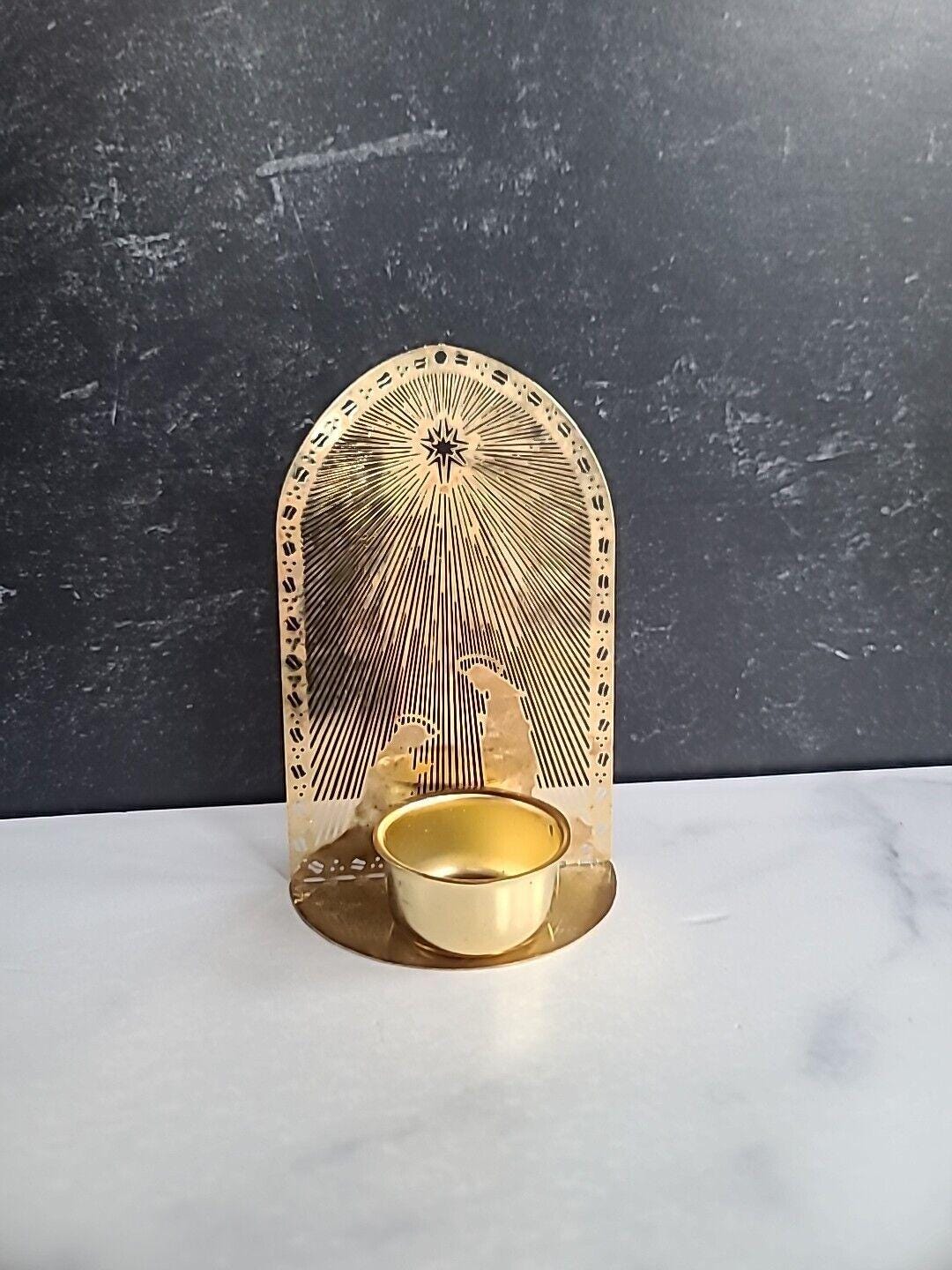 Nativity Tea Light Gold Tone Candle Holder Vintage - Etsy