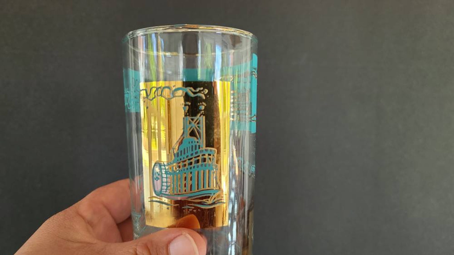 Libbey Turquoise and Gold Riverboat Highball Glasses | Etsy