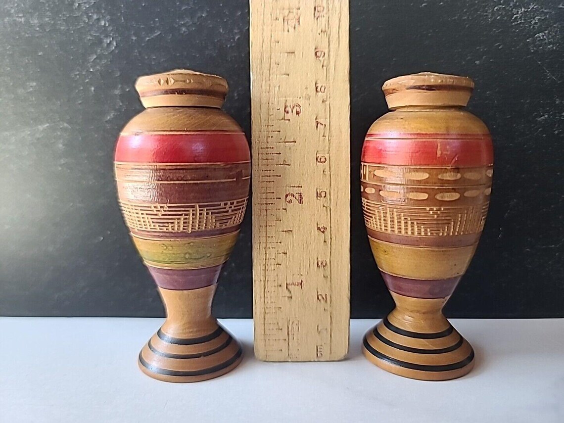 Mexico Vintage Salt and Pepper Wooden Shakers - Etsy