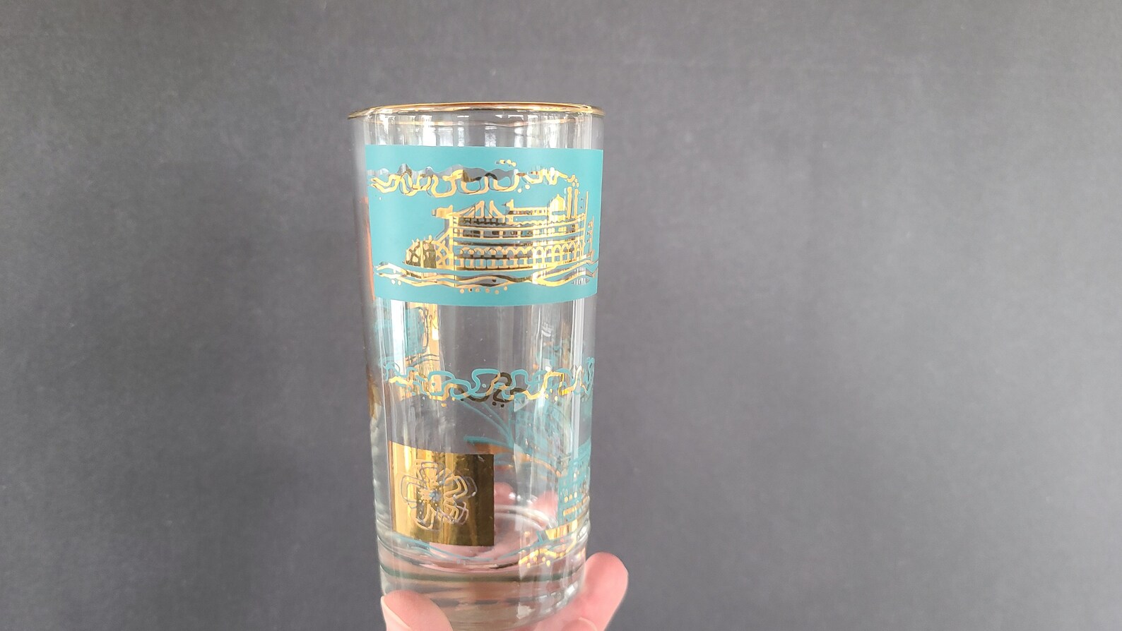 Libbey Turquoise and Gold Riverboat Highball Glasses | Etsy