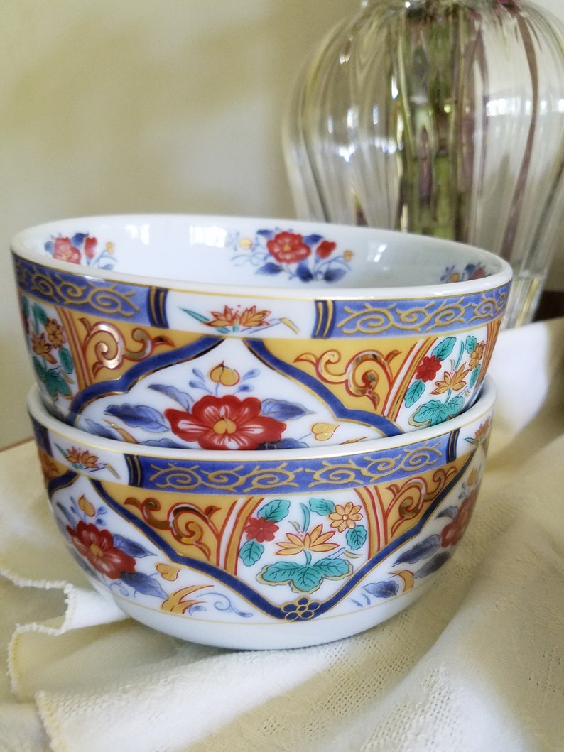 Imari Gohan Gold Trim Floral China Bowls Vintage Cereal Bowls | Etsy
