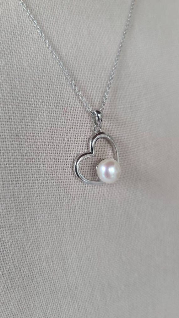 925 Pearl Heart Pendant Necklace - Gem