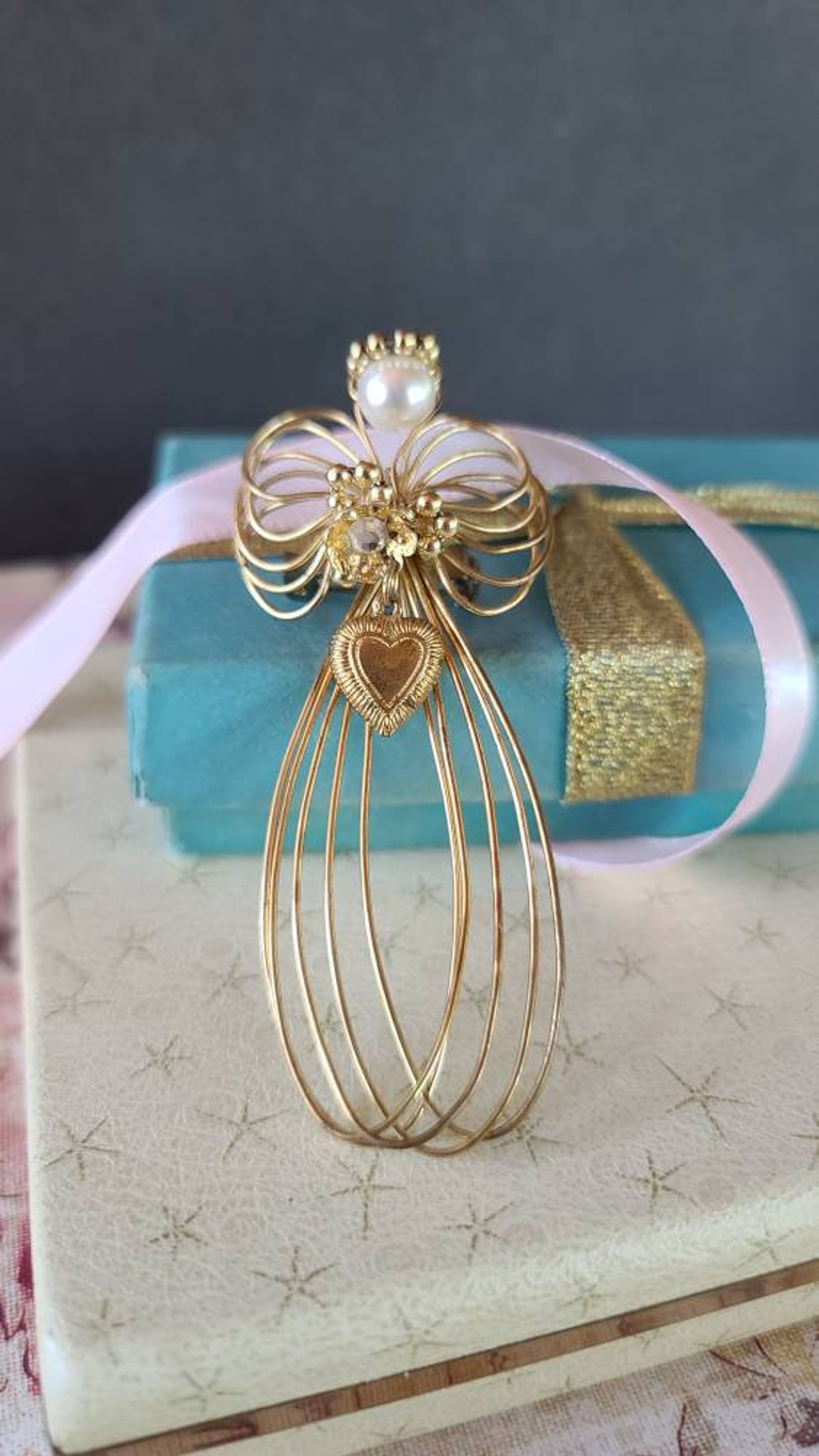 Large Gold Angel Filigree Brooch | Etsy