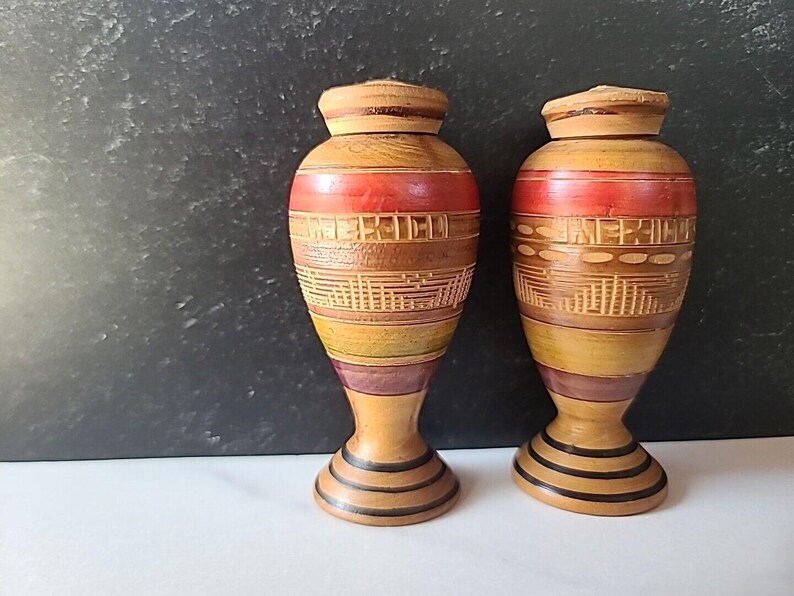 Mexico Vintage Salt and Pepper Wooden Shakers - Etsy