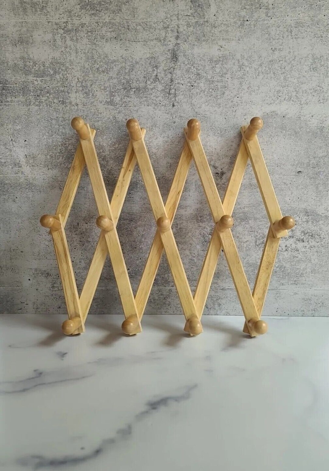 Expandable Hook Wood Wall Peg Rack Wooden Expanding Accordion Style ...