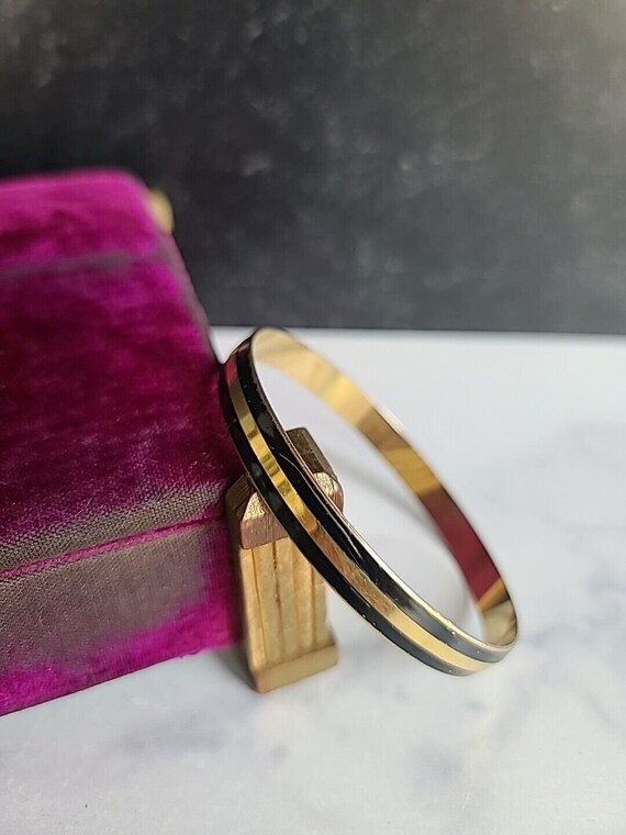 Crown Trifari Gold And Black Bangle Bracelet, READ - Gem