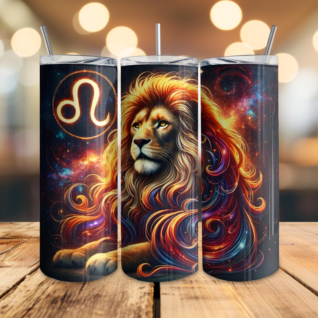 Leo Zodiac Lion Tumbler Wrap 20oz Skinny Digital Download Seamless PNG ...