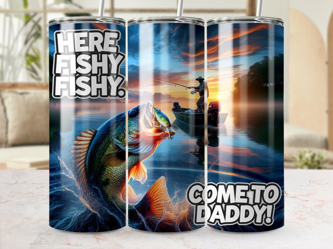Fishing Theme 20oz Skinny Tumbler Wrap Digital Download Seamless PNG ...
