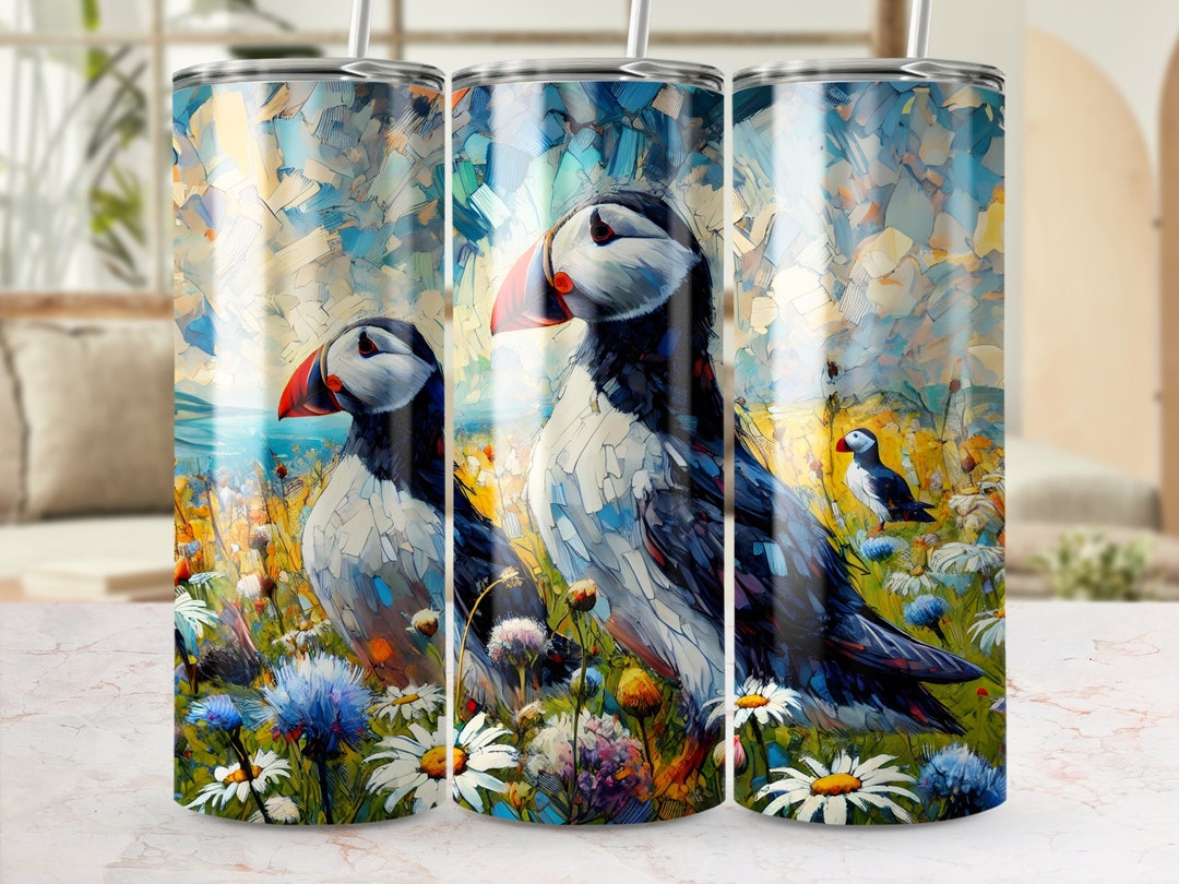 Puffin Art Digital Download PNG, 20oz Skinny Tumbler Sublimation ...