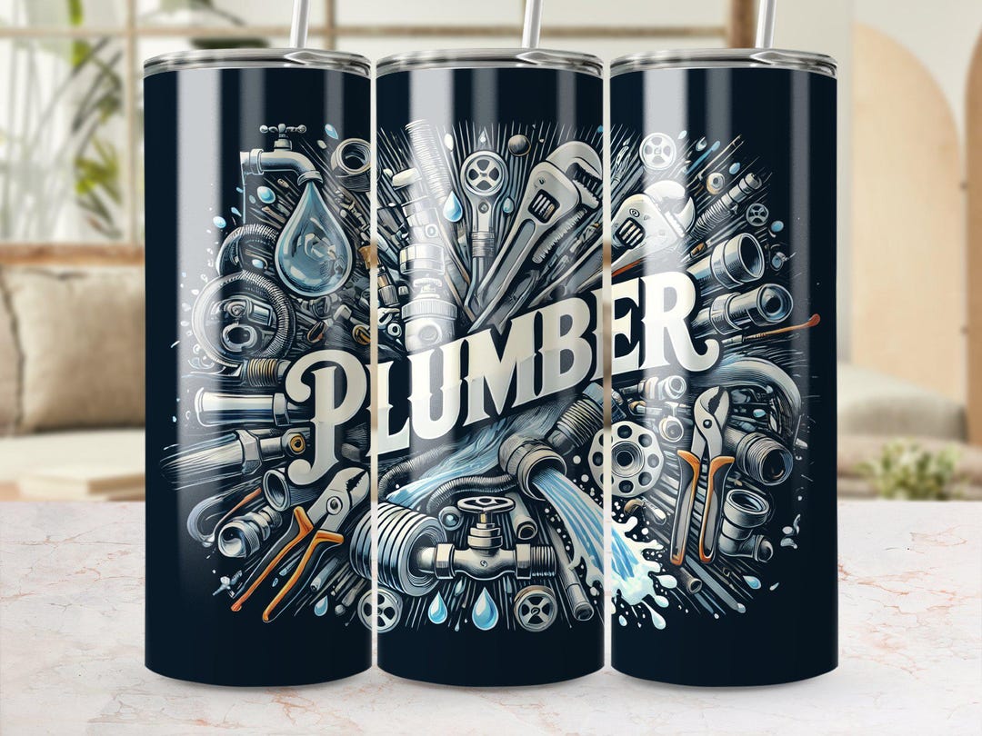 Plumber 20oz Skinny Tumbler Wrap Digital Download Seamless Png Design ...
