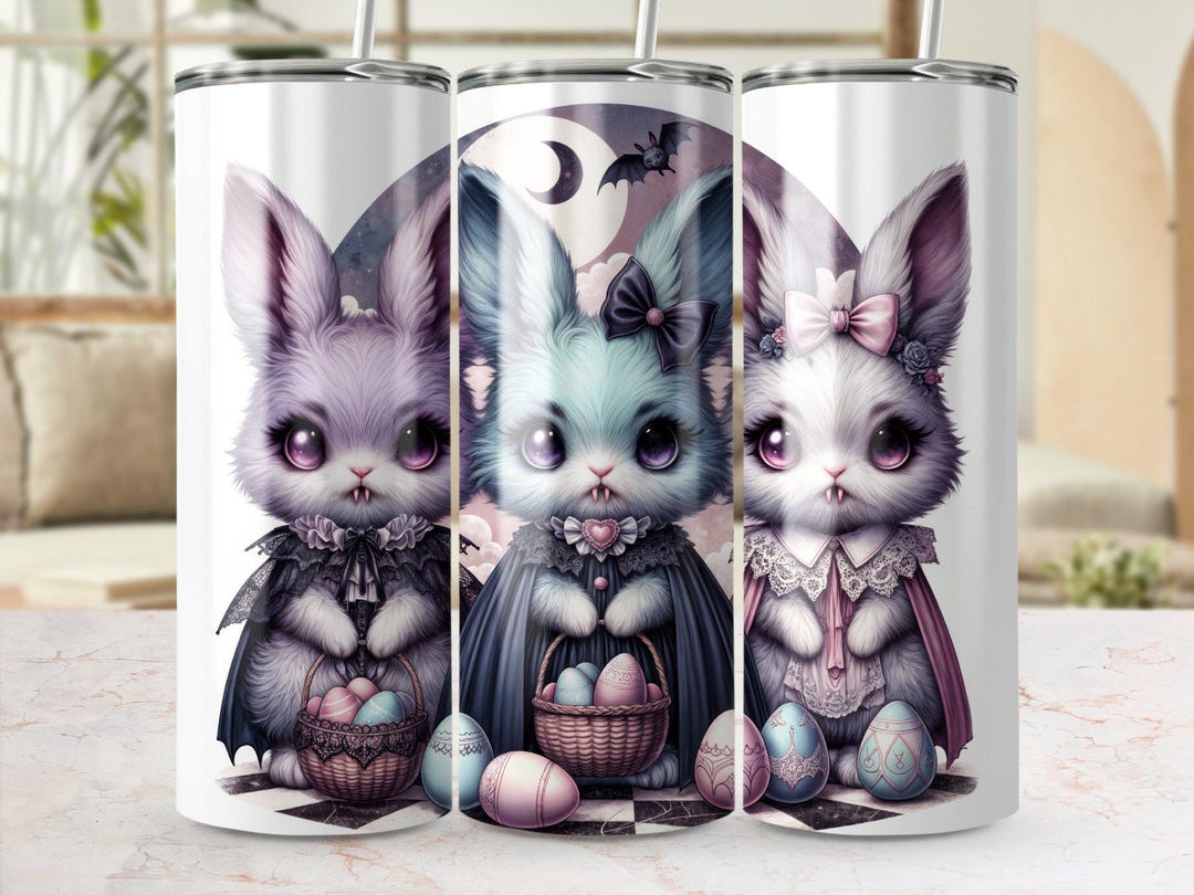 Pastel Goth Spooky Easter Tumbler Wrap, Cute Vampire Easter Bunny 20oz ...