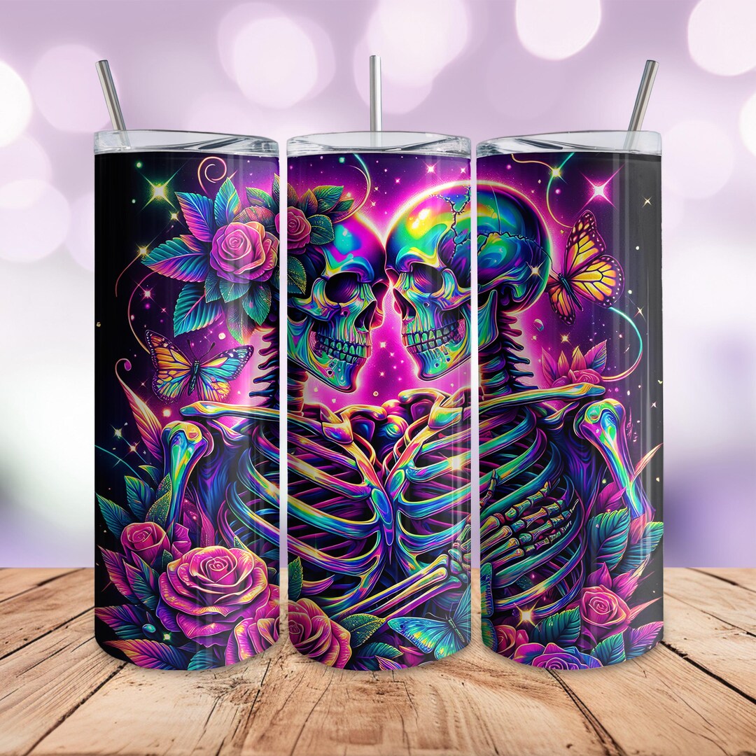 The Eternal Embrace Skull Lovers Skeleton Couple Tumbler Wrap Digital ...