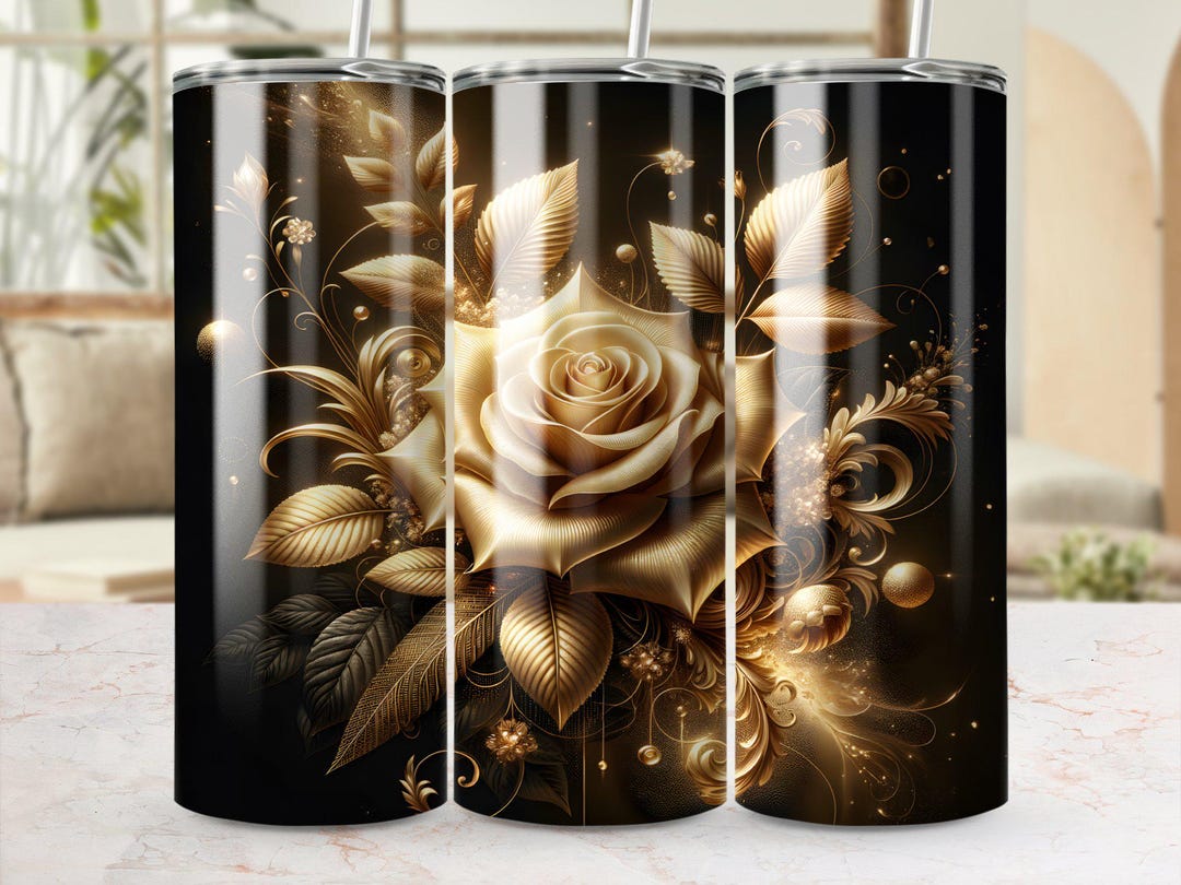 Stunning Golden Rose Design 20oz Skinny Tumbler Wrap Digital Download ...