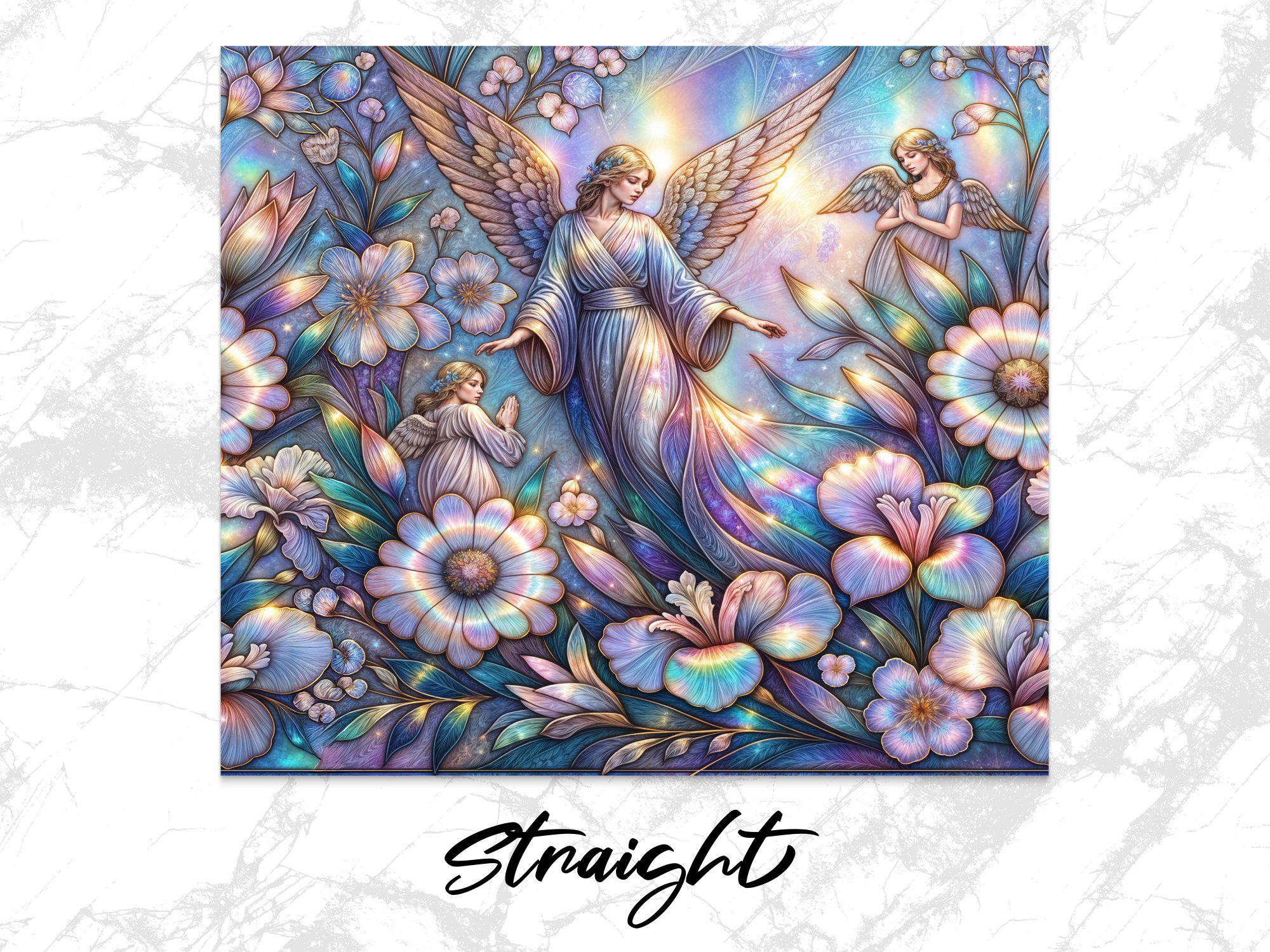 Iridescent Angel Floral PNG, Celestial Angel Tumbler Wrap, Heavenly ...