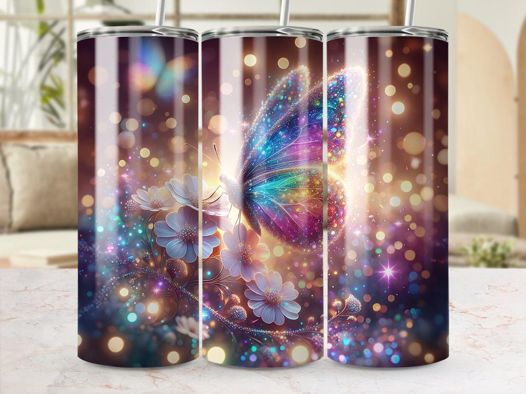 Butterfly Glitter Magic 20oz Skinny Tumbler Wrap Digital Download ...