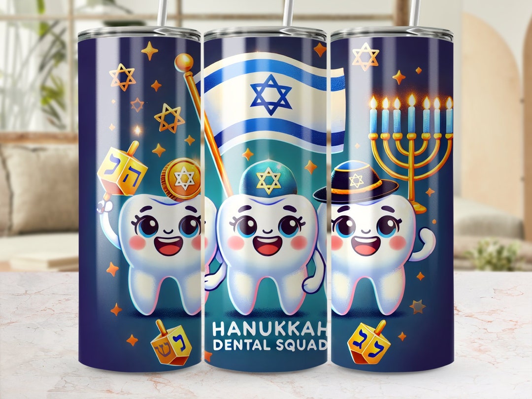 Hanukkah Dental Squad PNG, 20 Oz. Skinny Tumbler Wrap, Digital Download ...