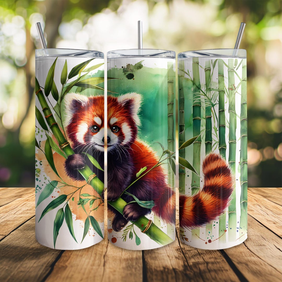Red Panda Tumbler Wrap, Cute 20oz Skinny Tumbler Cute Red Panda Design ...